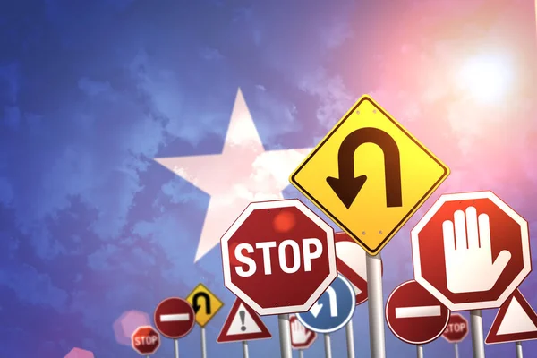 Road Stop Sign Background France Flag — Stock Photo © watman #220419848