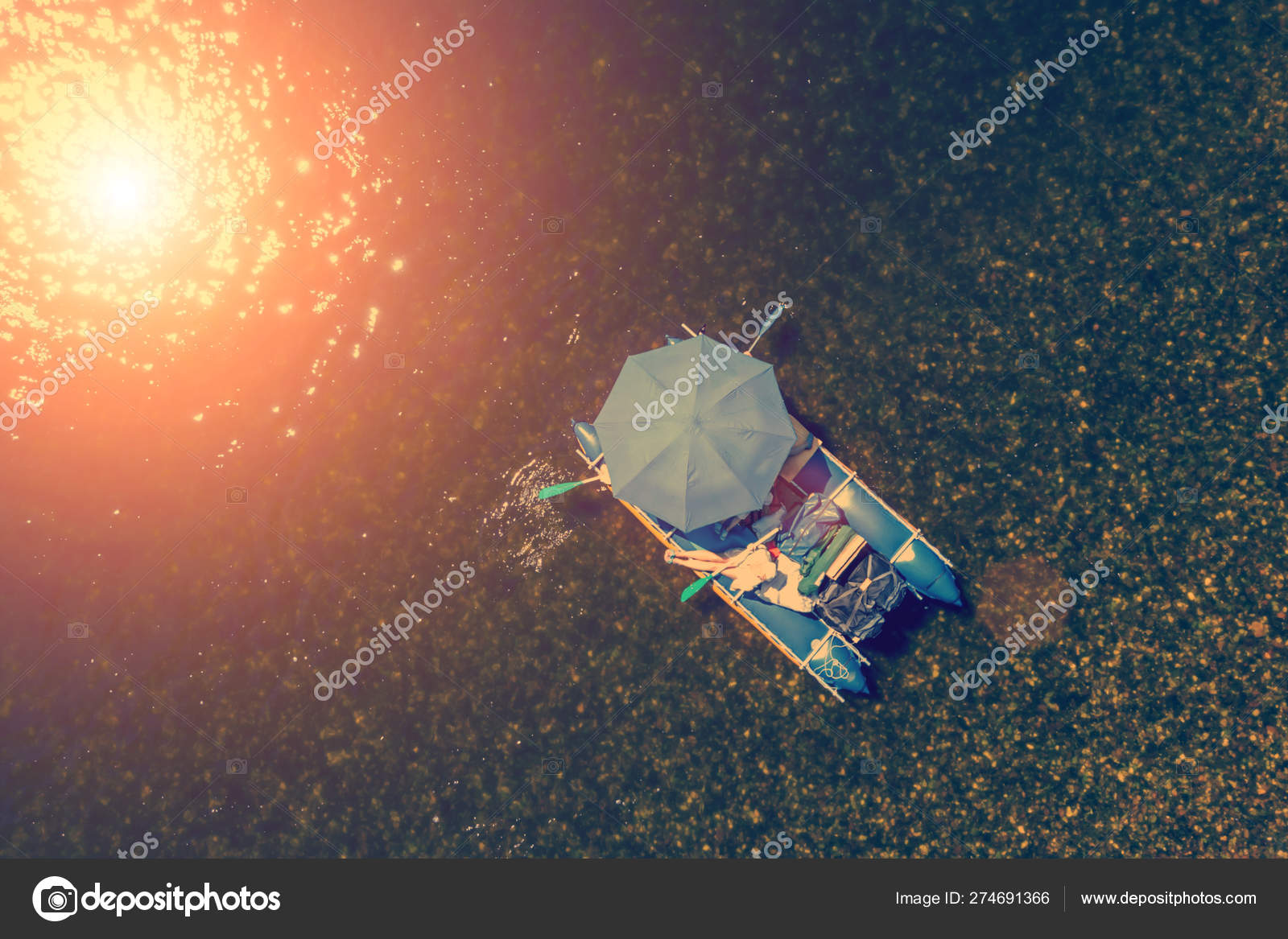 Top View Raft Water Water Sports Extreme Holiday Vacation Tourism Stock ...