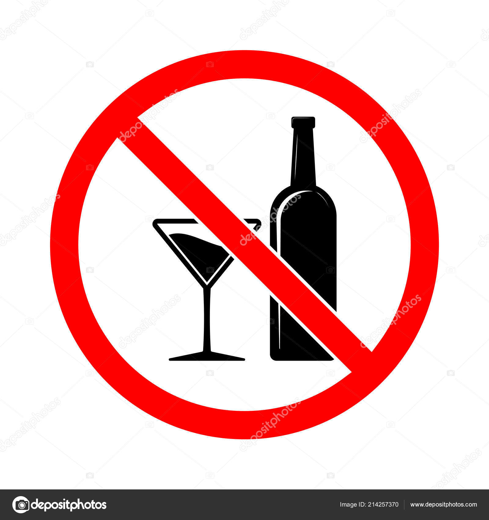 Alcohol Sign Vector Illustration Prohibition Sign Alcohol Alcohol Drink ...