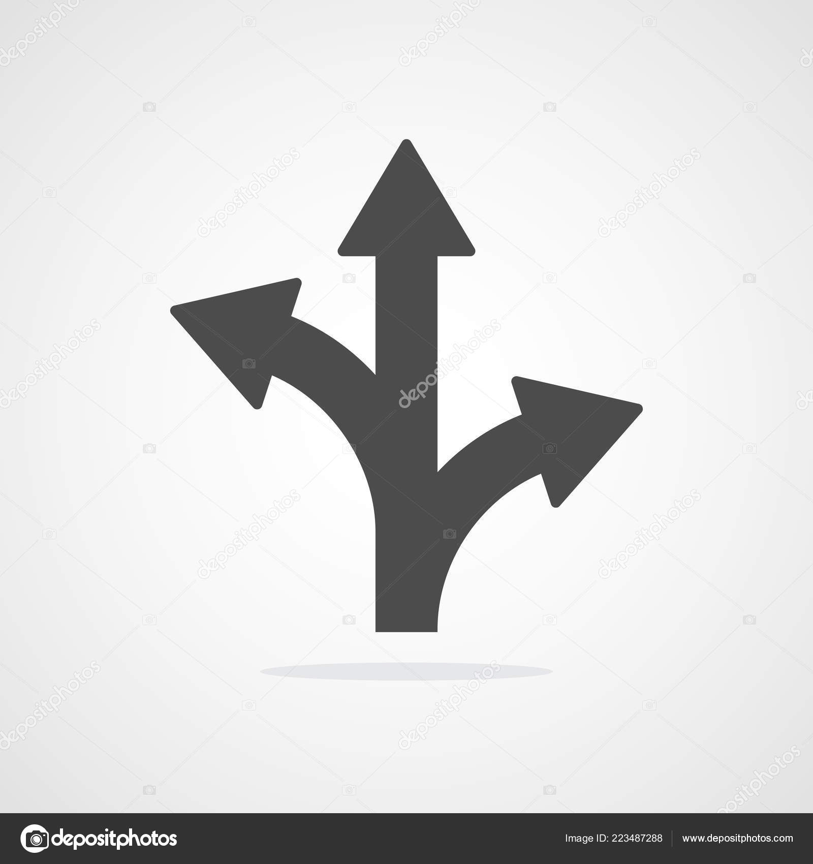 Three Way Direction Arrow Flat Style Vector Illustration Road Direction