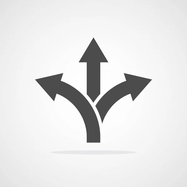 Three-way direction arrow in flat style. Vector illustration. Road ...