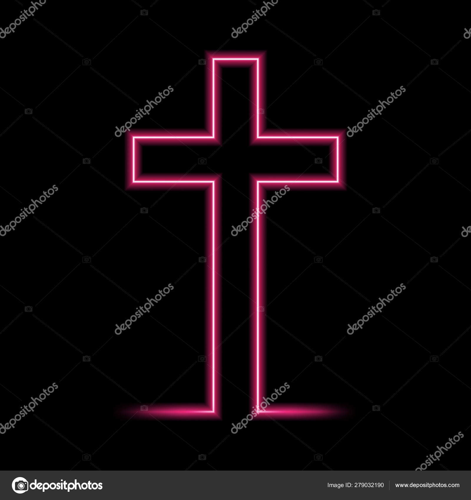 Neon glowing Christian Cross. Vector illustration. Stock Vector Image ...