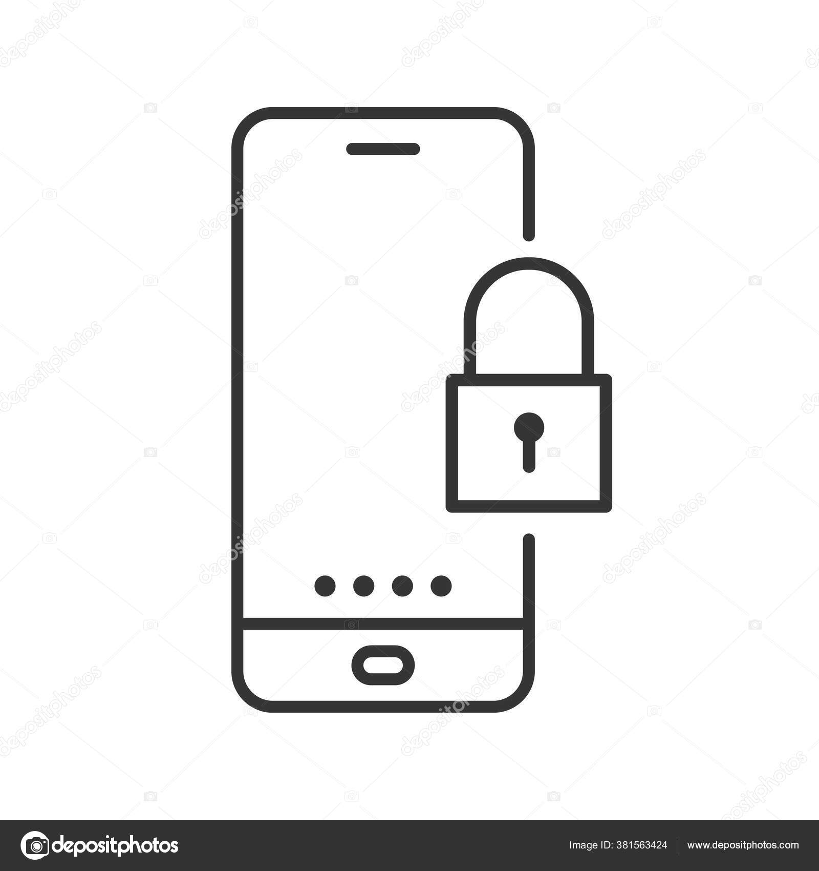 Blocked Phone Linear Icon Vector Illustration Smartphone Security ...