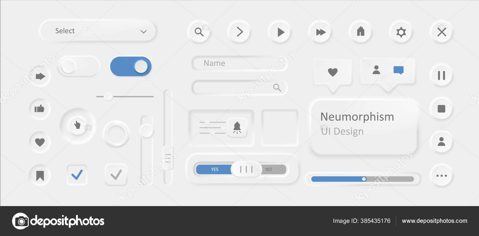 Icons in style of neomorphism. Modern ui design with stylish blur ...