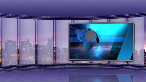 Virtual Red News Studio Set Background — Stock Video ...