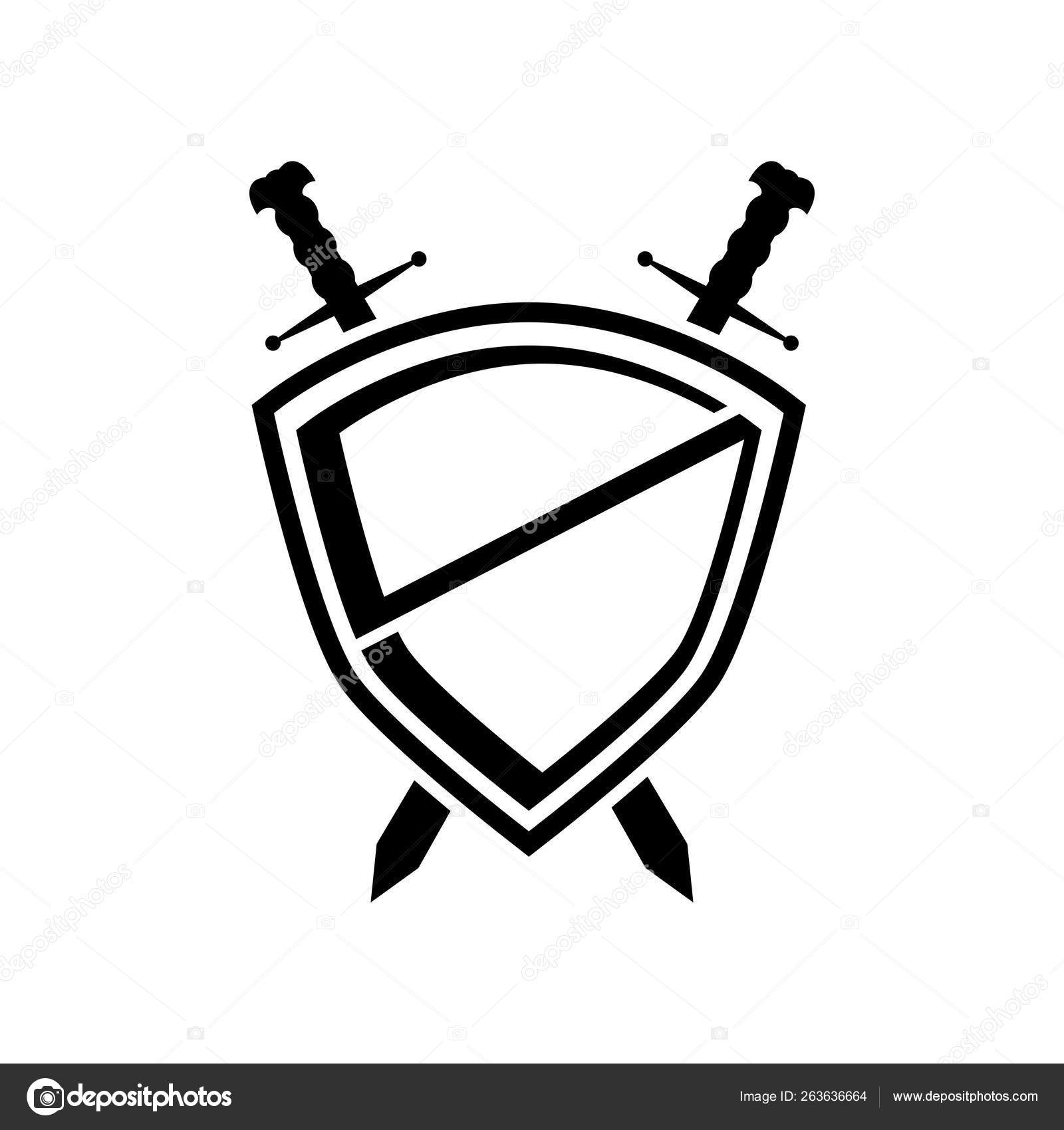 Shield Swords Illustration Shield Swords Symbol Protection Stock Vector ...