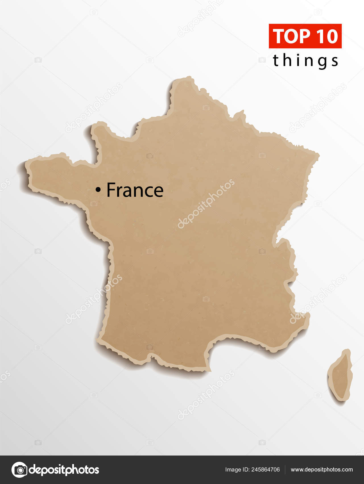 Francia Mapa Vector Mapas Franceses Textura Papel Artesanal Información ...