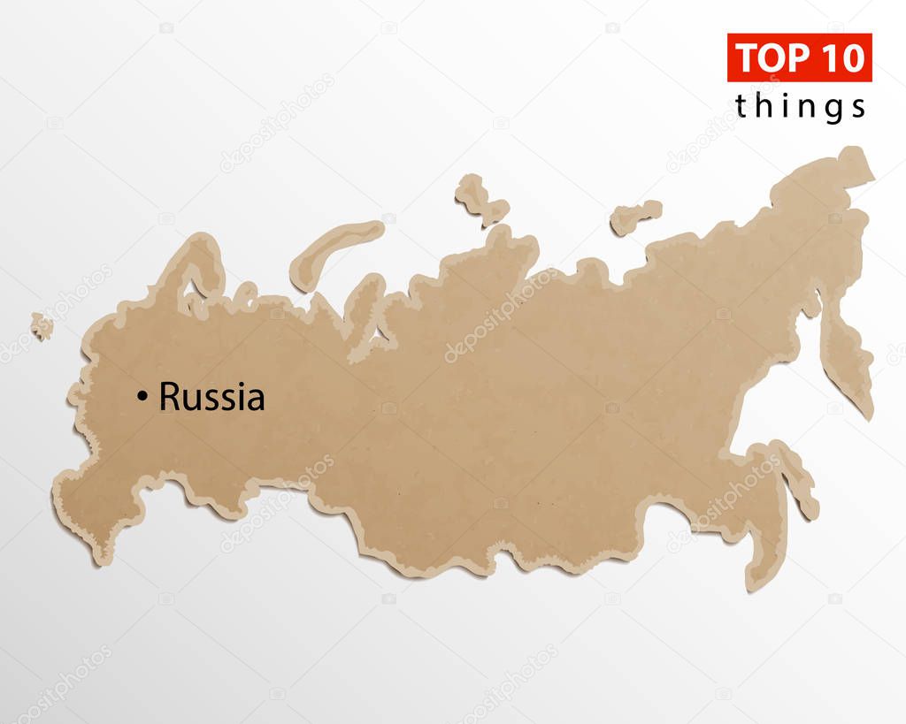 Russia map vector. Russian maps craft paper texture. Empty template ...