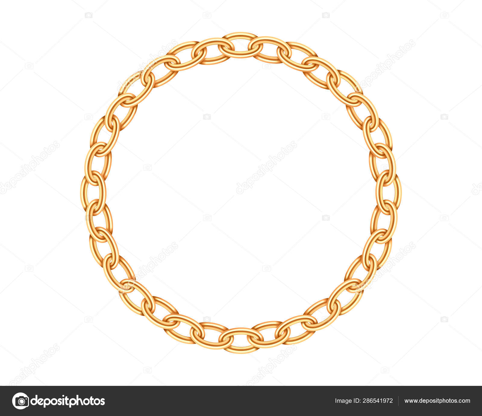Realistic gold circle frame chain texture. Golden round chains l Stock ...