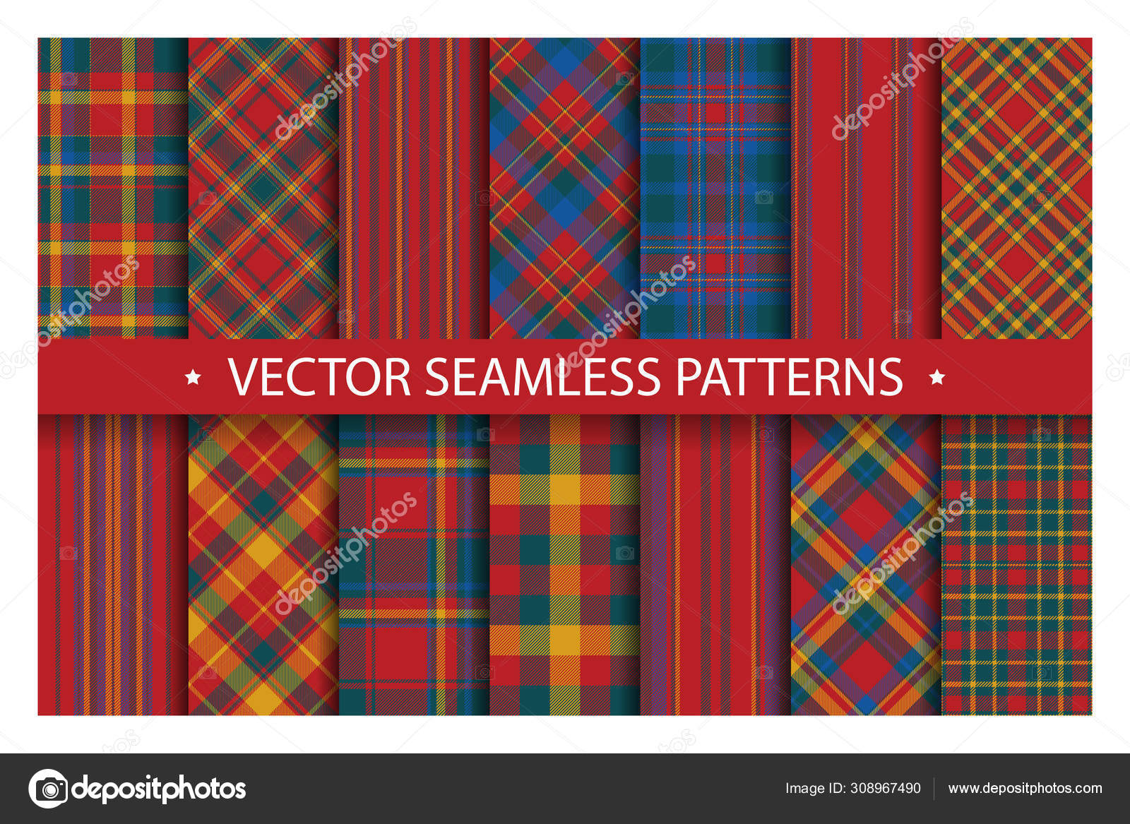 Set plaid pattern seamless. Tartan patterns fabric texture. Chec Stock ...