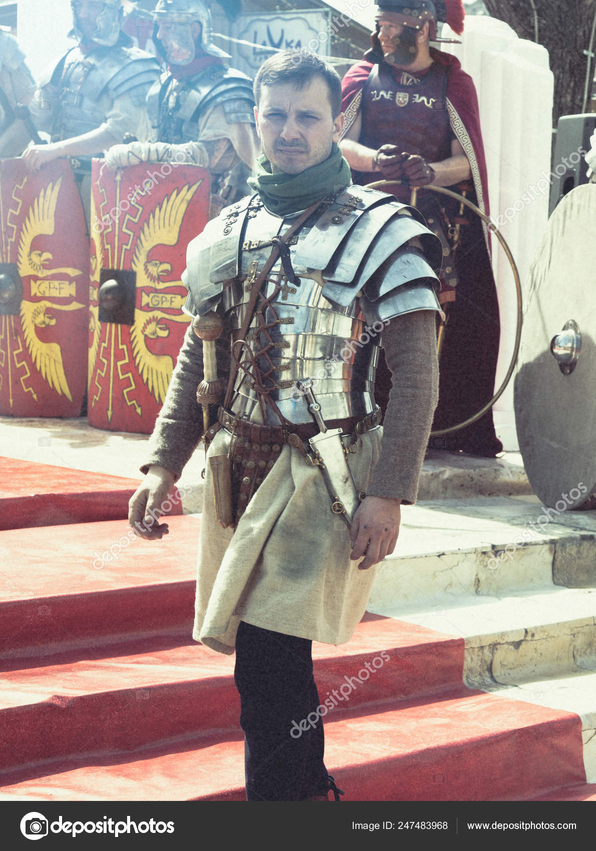 Odessa, Ukraine - March 2018 Roman legion empire soldiers old armor ...