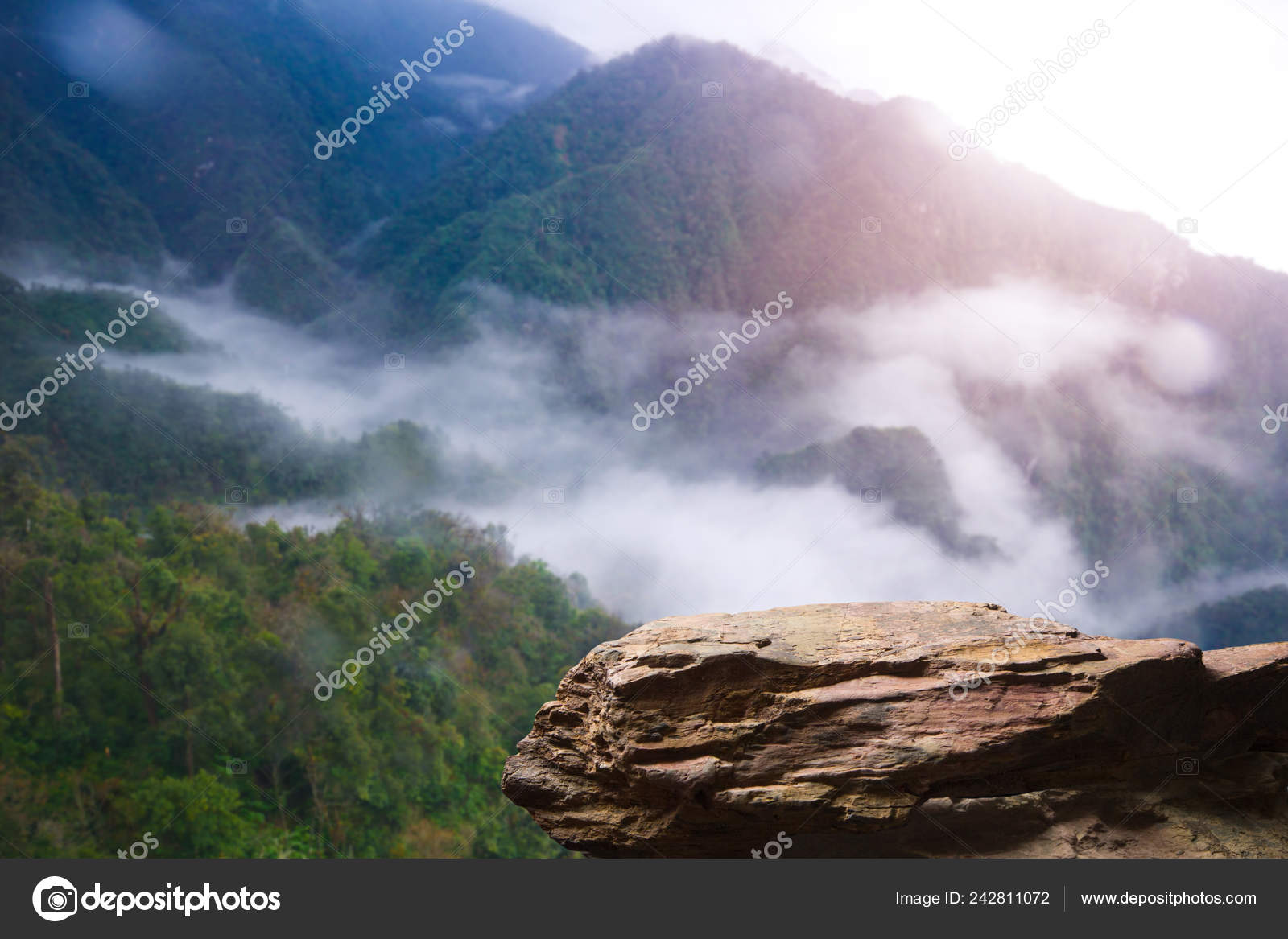 Standing Empty Top Mountain View Blank Space Cliff Edge Mountain Stock ...
