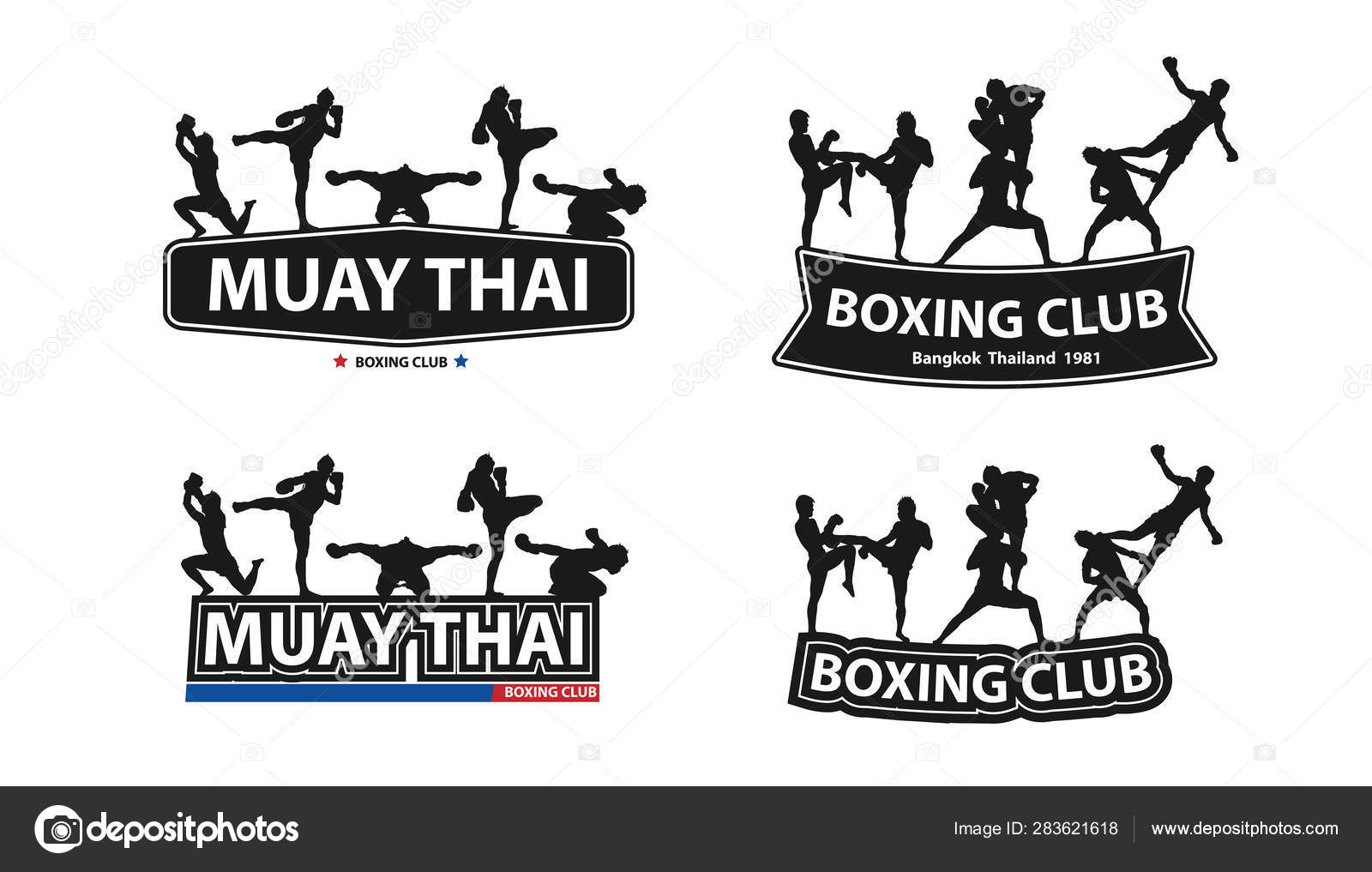 Kickboxing, Thai boxing, Muay Thai action on flat big letters ideas ...