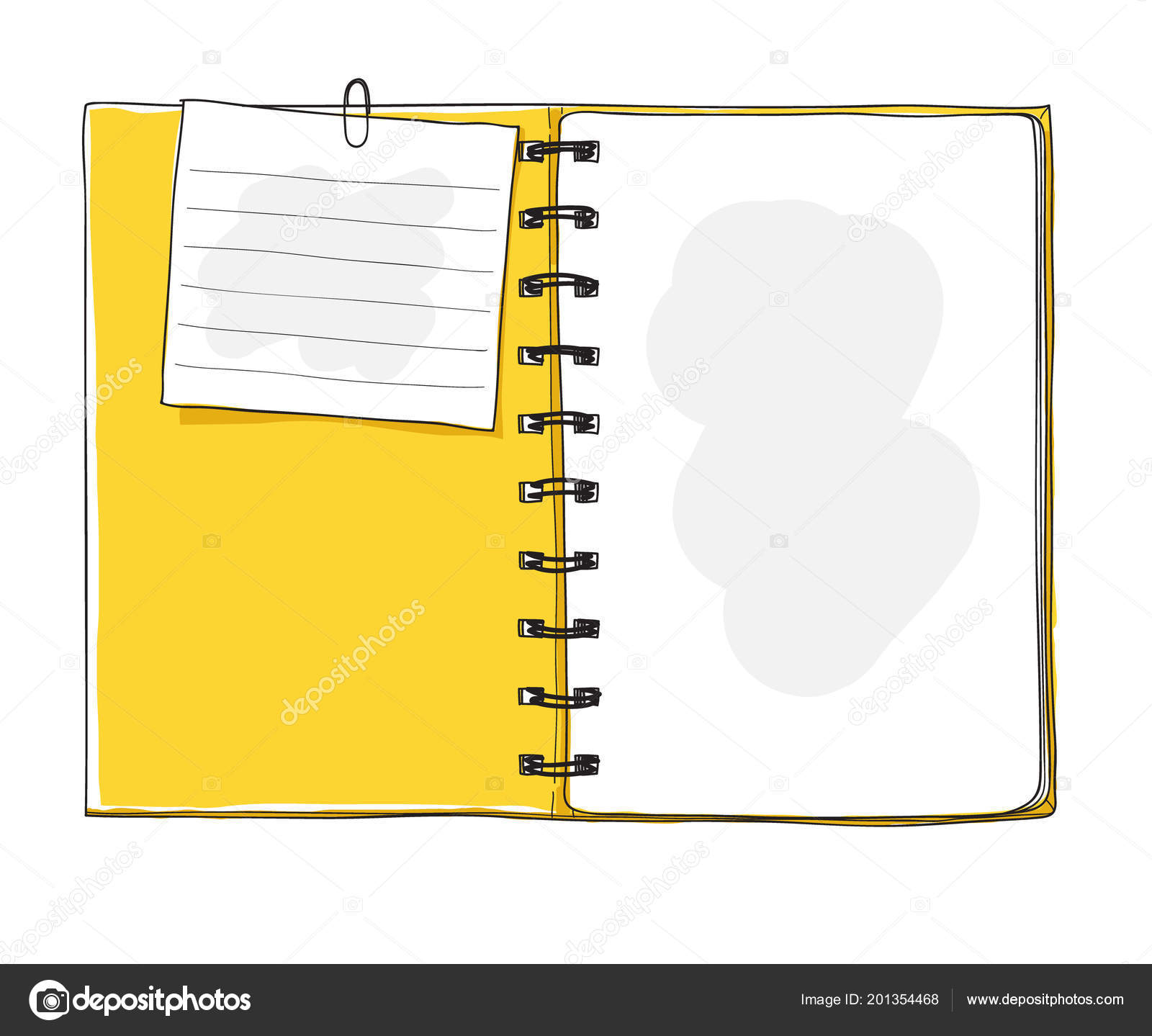 Yellow Notebook Note Paper Hand Drawn Vector Art Illustration Stock ...