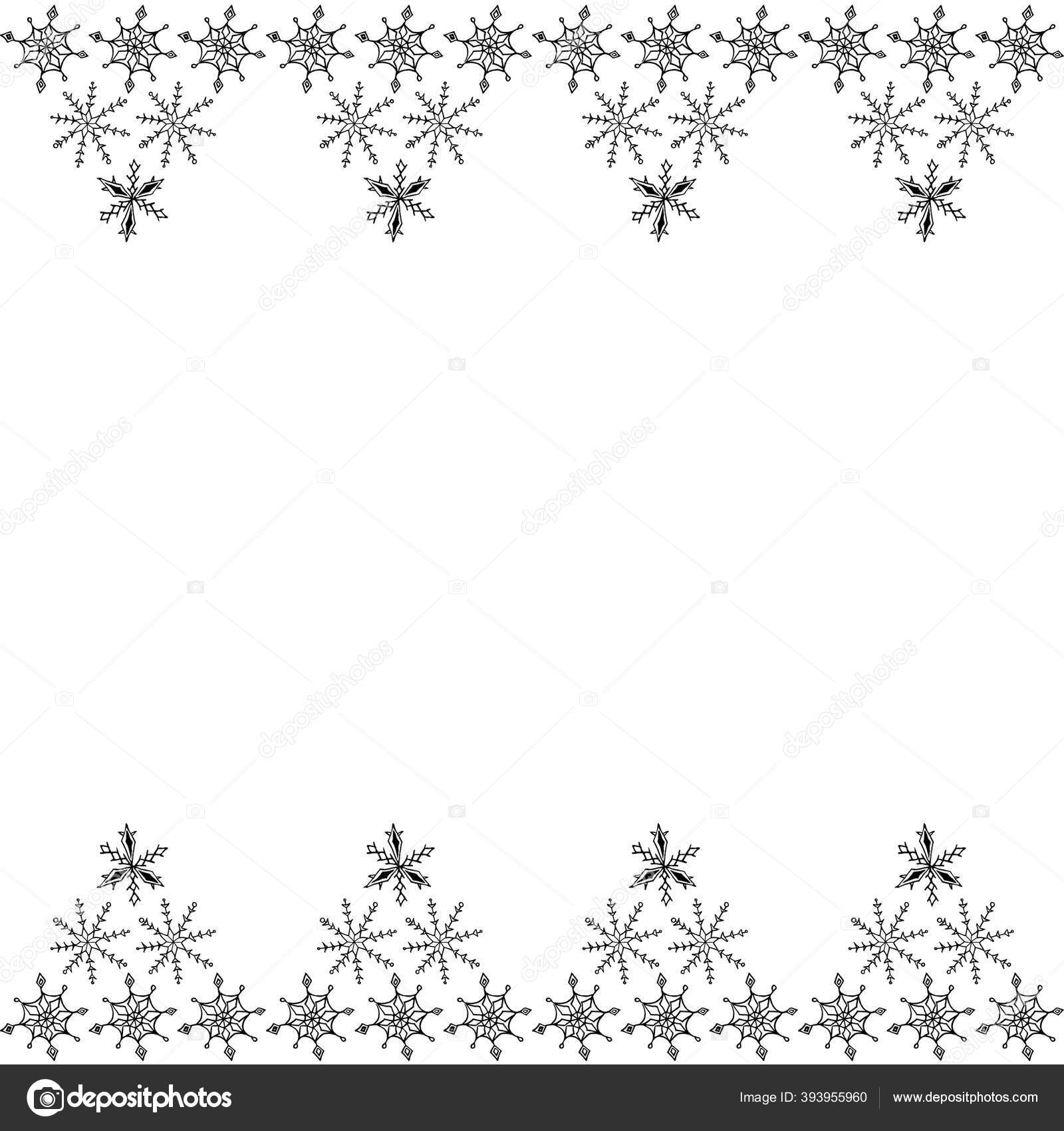 Seamless Background Frame Pattern Snowflakes Top Bottom Edge New Year ...