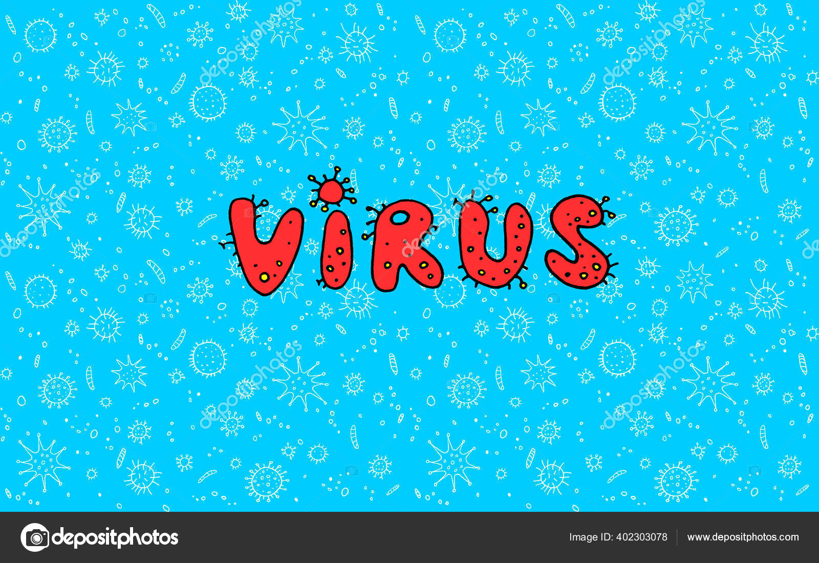 Coronavírus Vírus Cor Lettering Doodle Mão Escrita Mão Desenhada ...