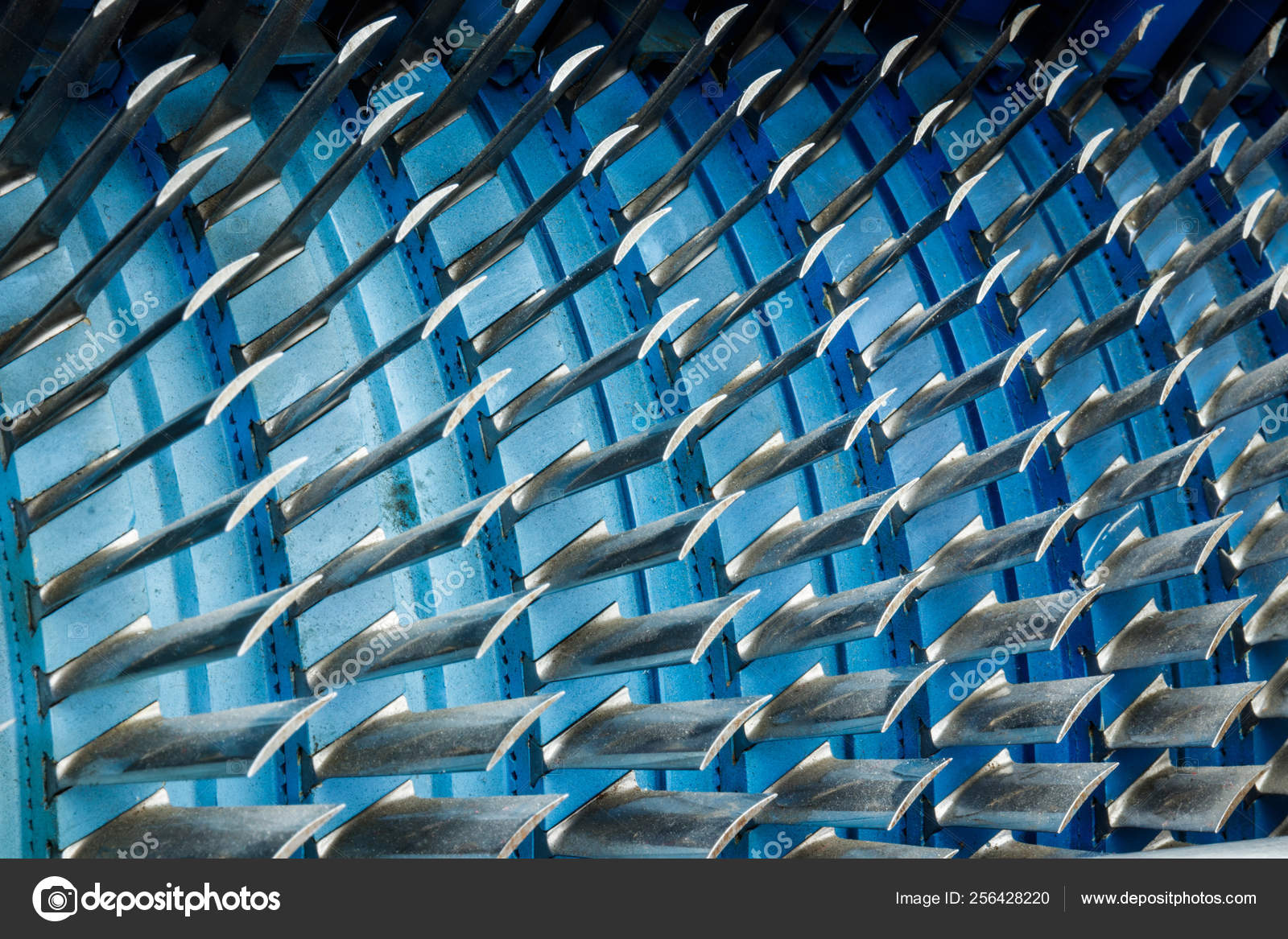 Air compressor turbine blades of an airplane turbojet jet engine I ...