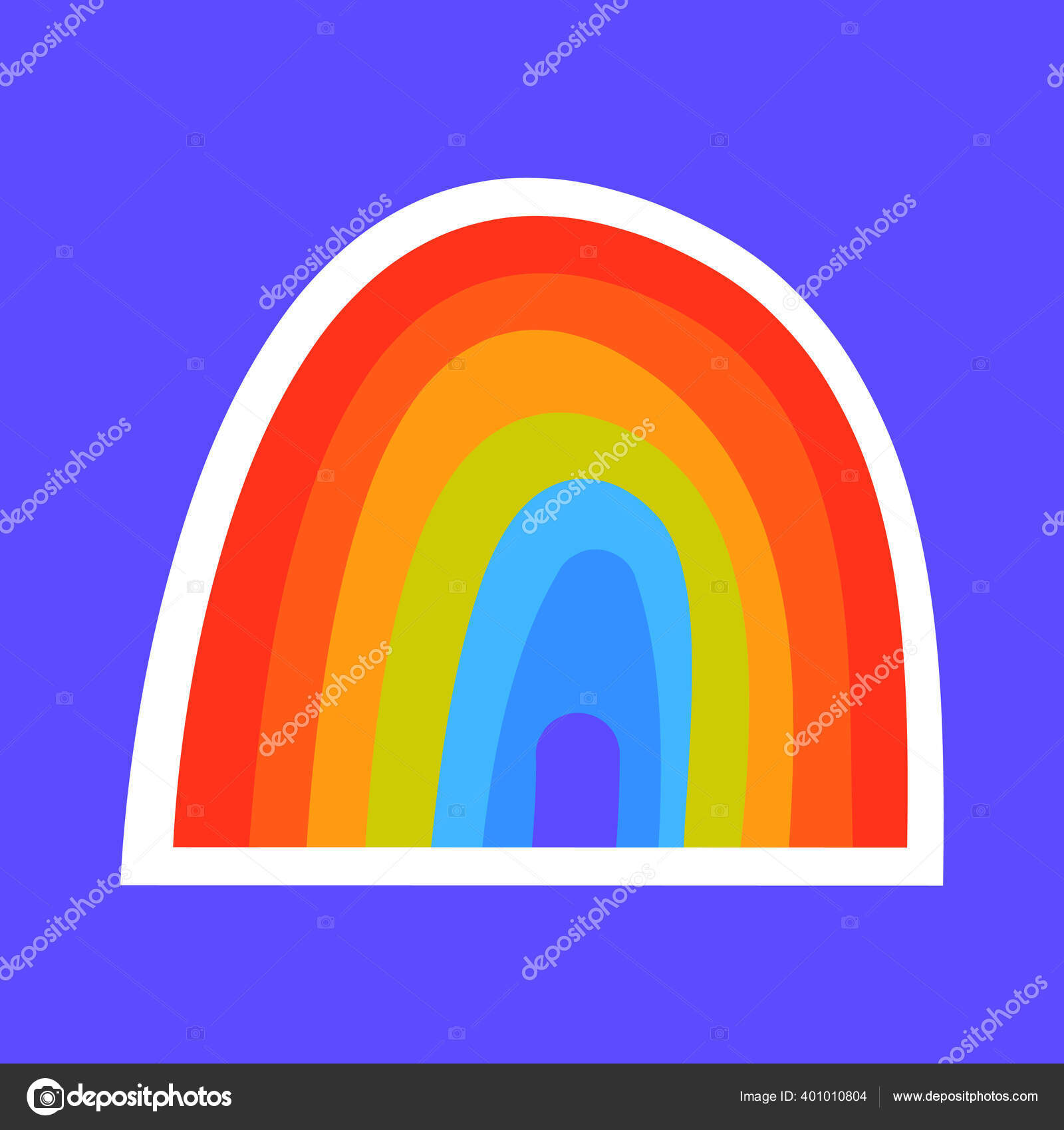 Colored Rainbow Blue Background Sticker Vector Illustration Rainbow ...