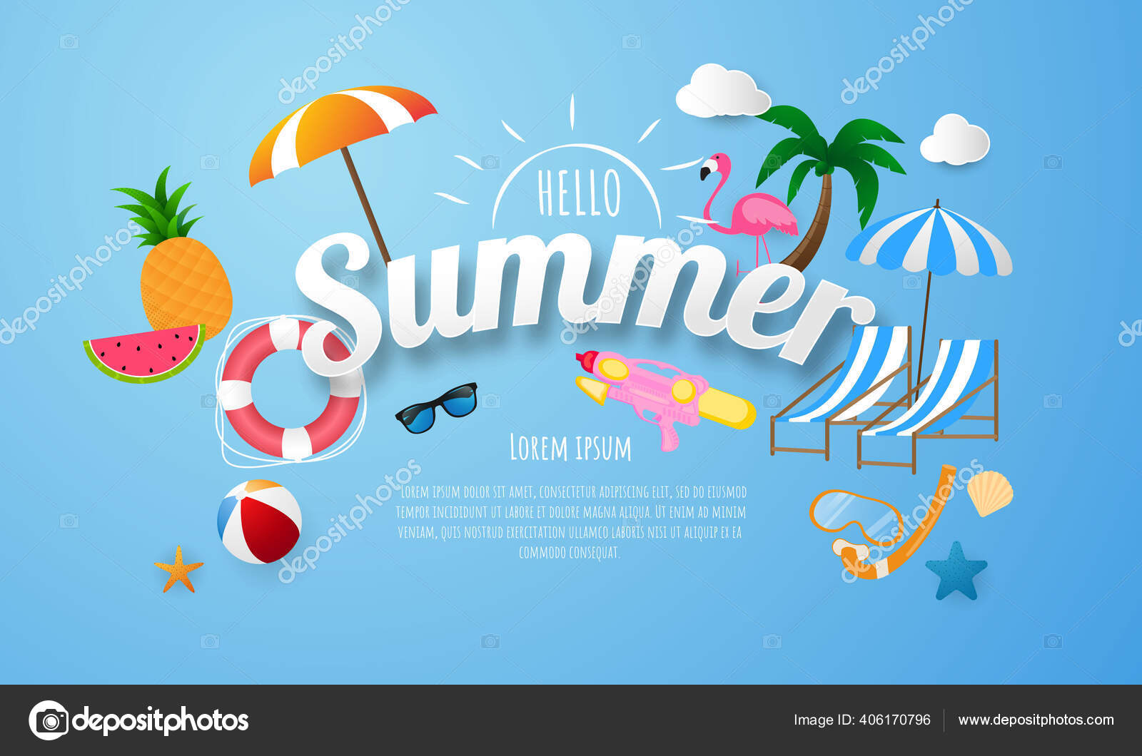 Spring Summer Poster Banner Vector Illustration Design Poster Card ...