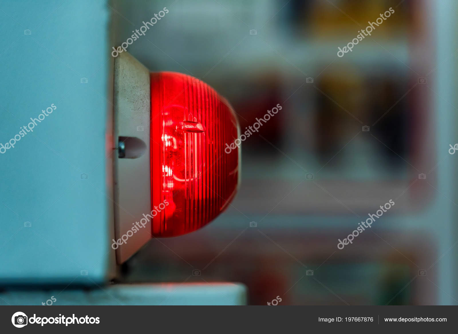 Red industrial signal lamp close — Stock Photo © Yakov_Oskanov #197667876