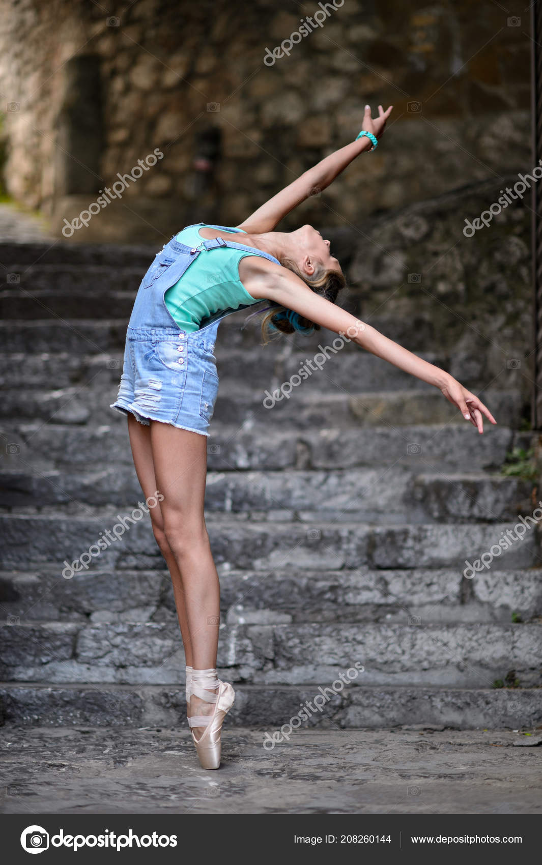Elegant Ballet Dancer Young Girl Dancing Ballet City Stock Photo by ...