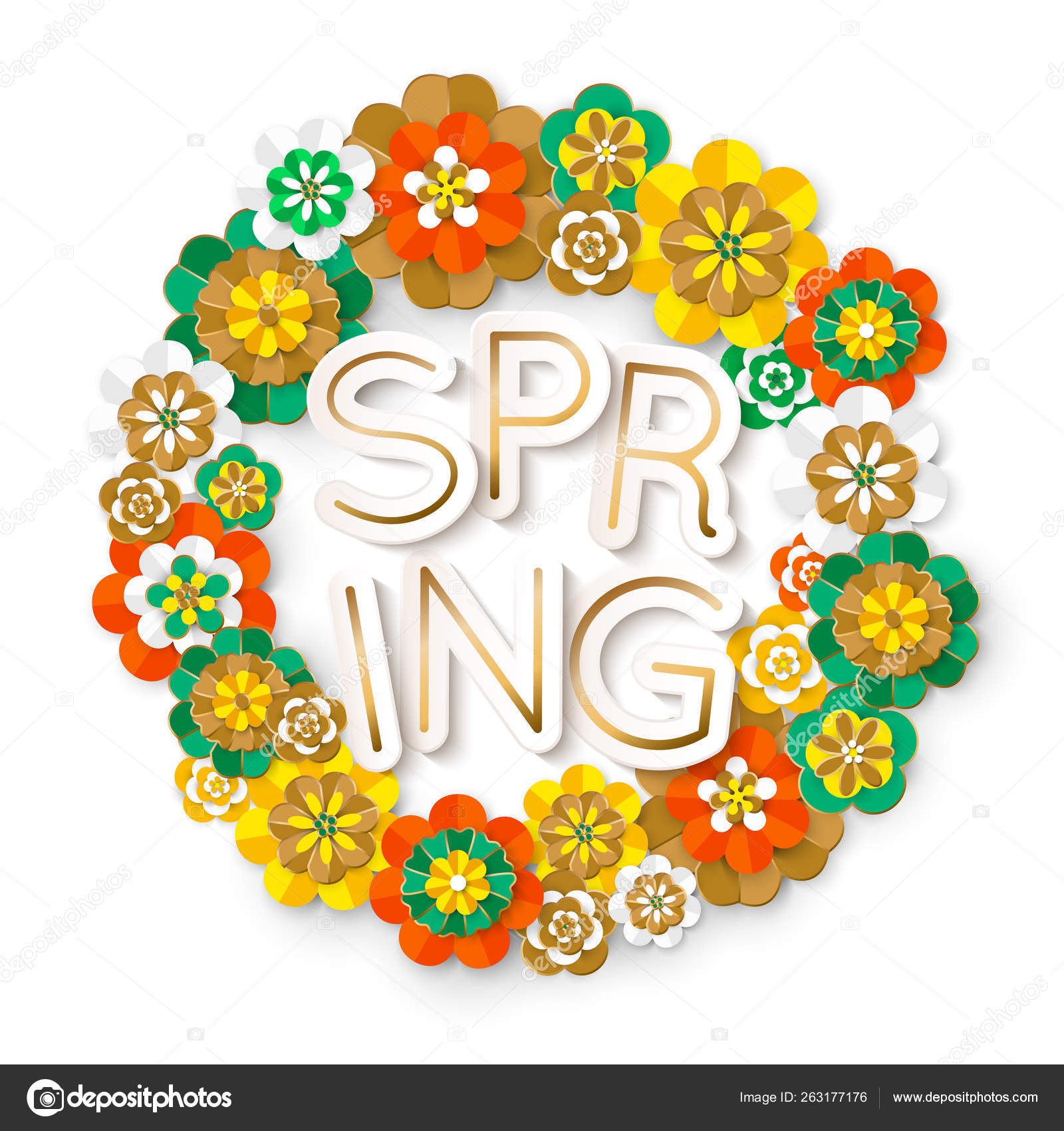 Round frame of paper flowers, spring background Stock Vector by ...