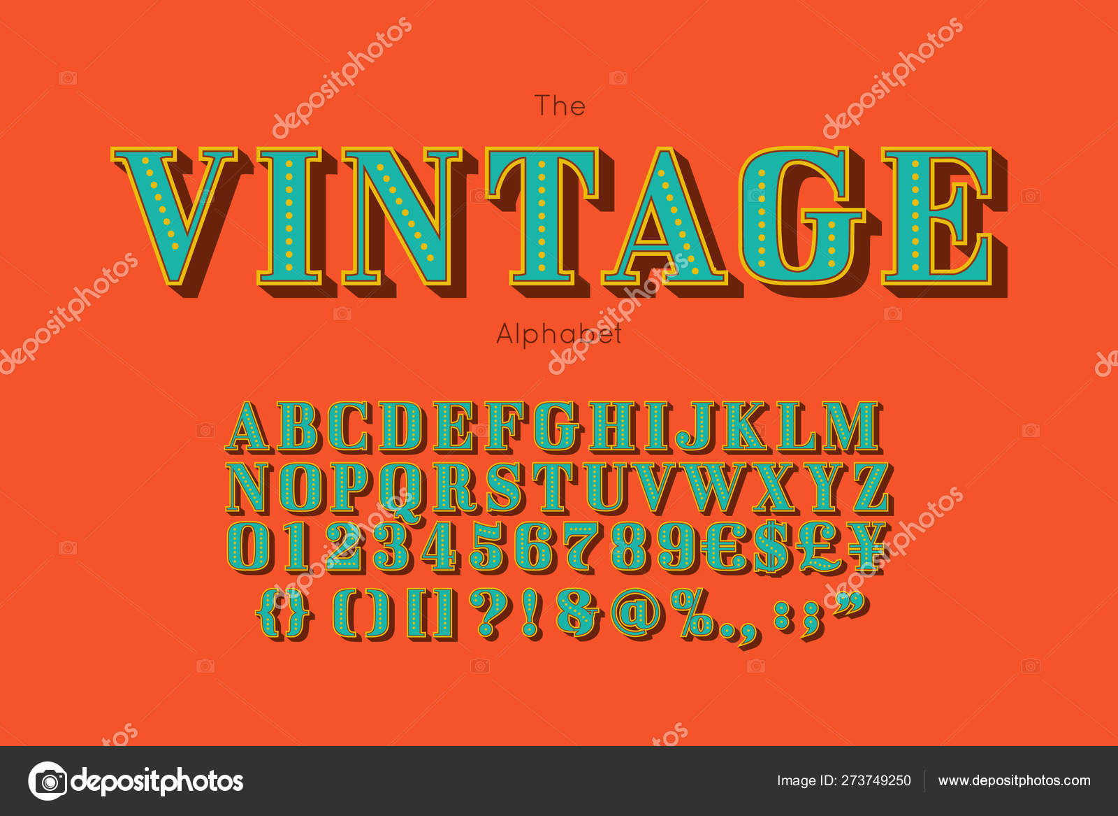 Vector vintage font and alphabet. Colorful numbers and letters Stock ...