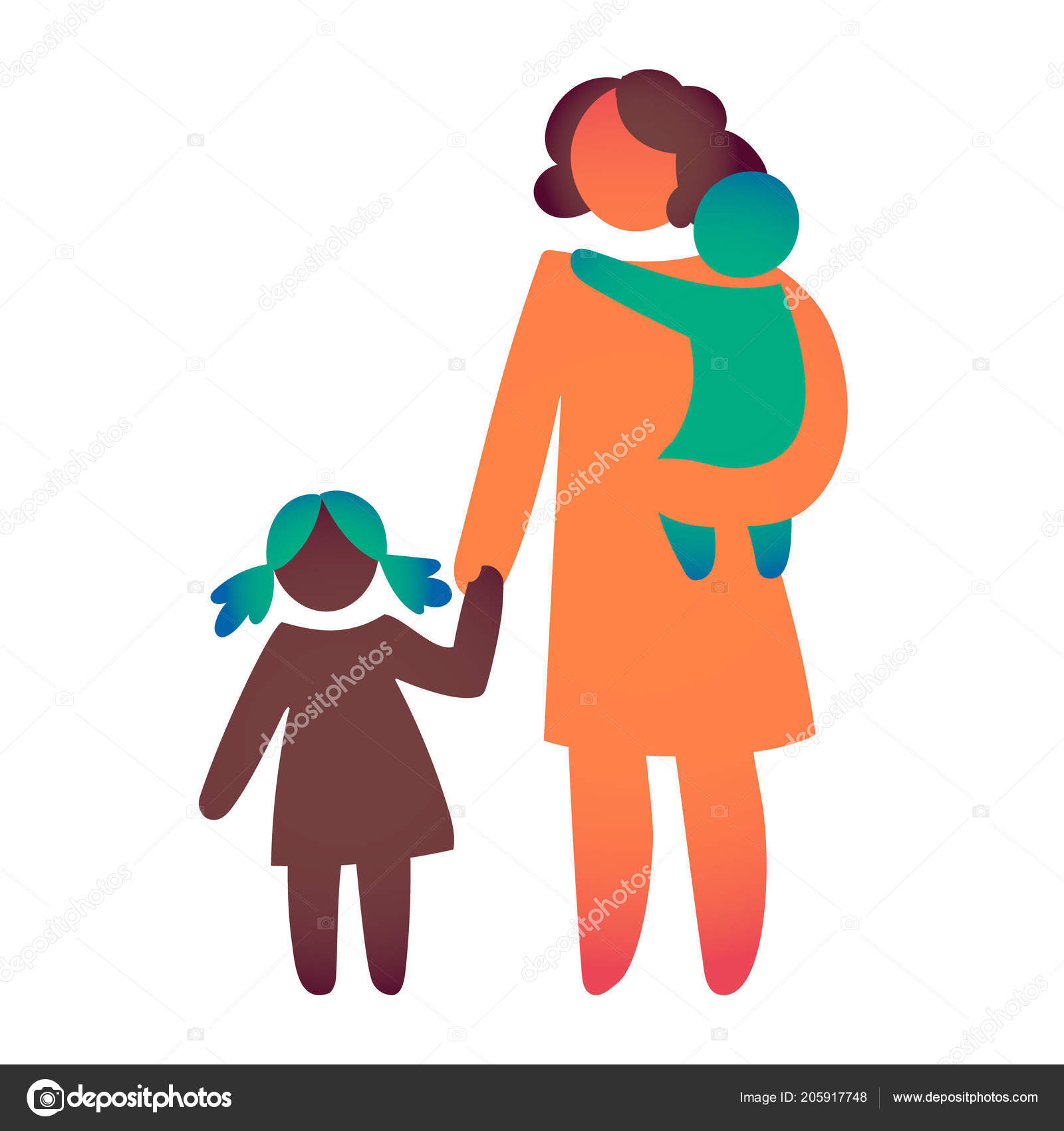 Happy Single Parent Baby Icon Multicolored Simple Figures Symbol Single ...