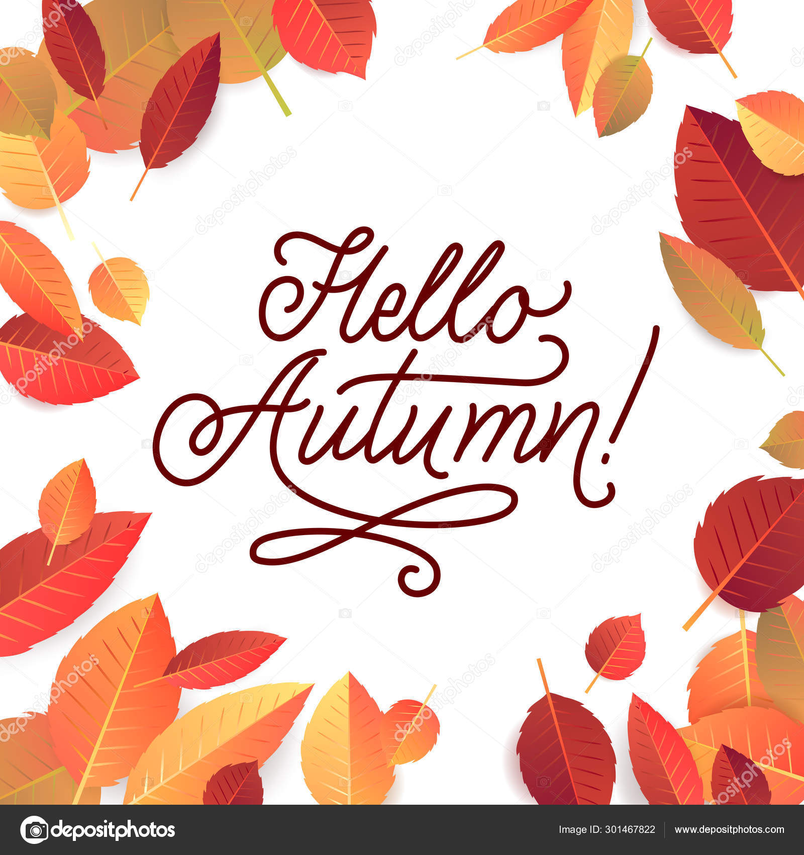 Autumn Lettering. Hand Written Typography on White Background. Vector ...