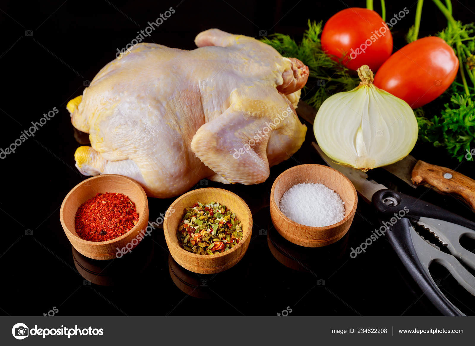 Marinated Raw Chicken Ready Grilling Dark Background Raw Chicken ...