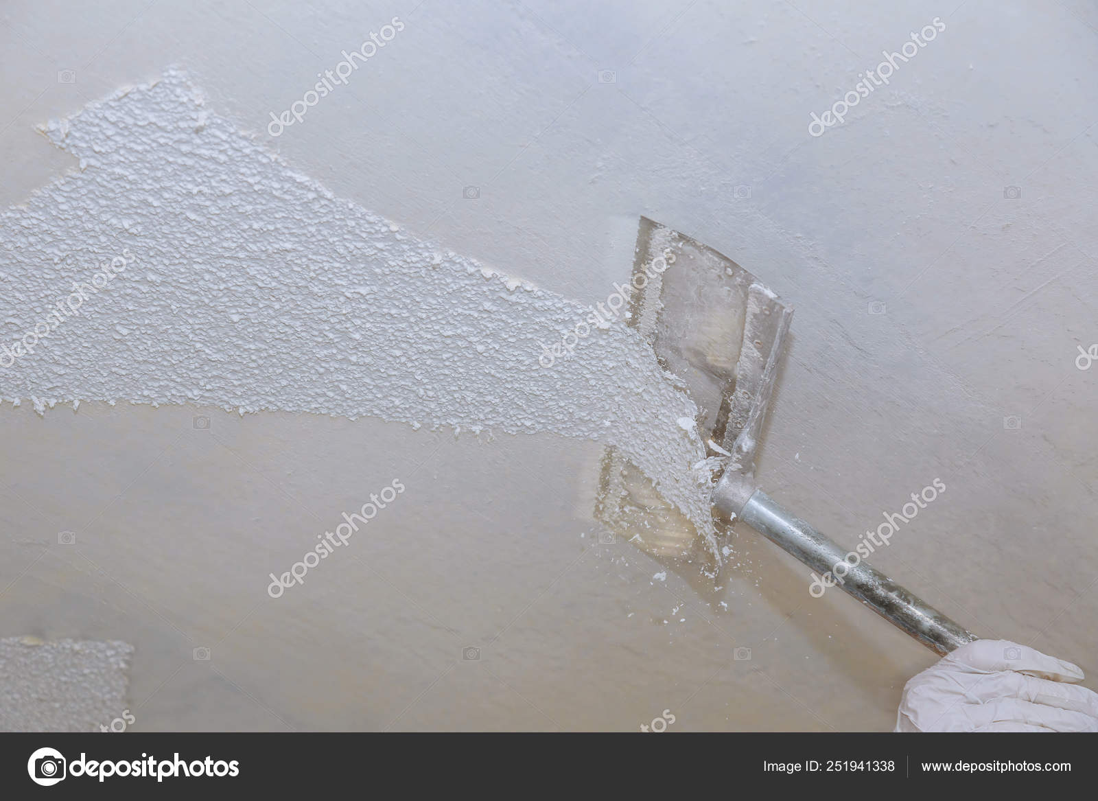 Inicio techo drywall demolición palomitas de maíz textura del techo ...