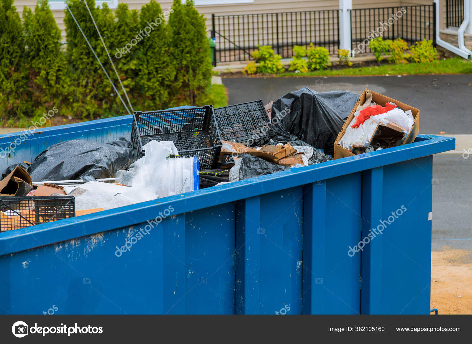 Construction Trash Dumpsters Metal Container House Renovation Stock ...