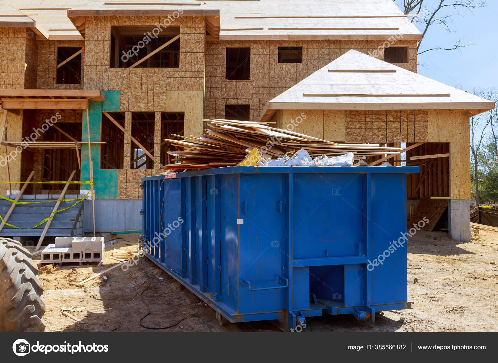 Truck Loading Full Recycling Container Trash Dumpsters Being Garbage ...