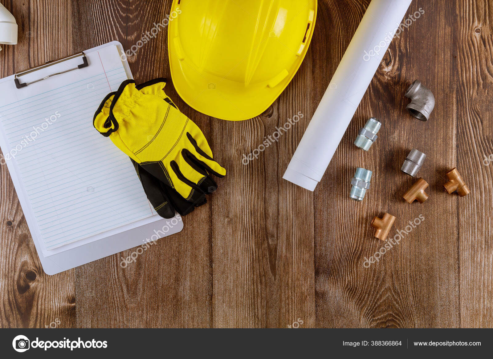 Plumbing Copper Pipe Water Supply Safety Protective Gloves Construction ...