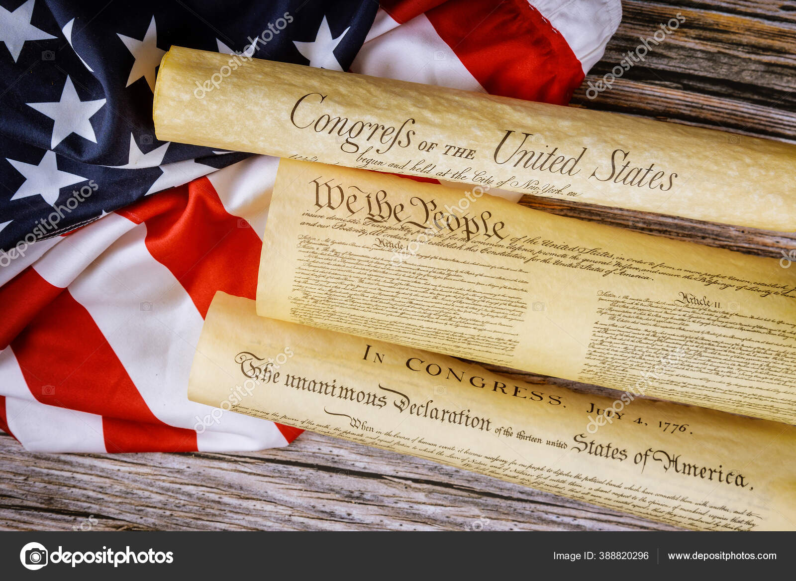 Closeup Replica Document American Constitution People Usa Flag — Stock ...