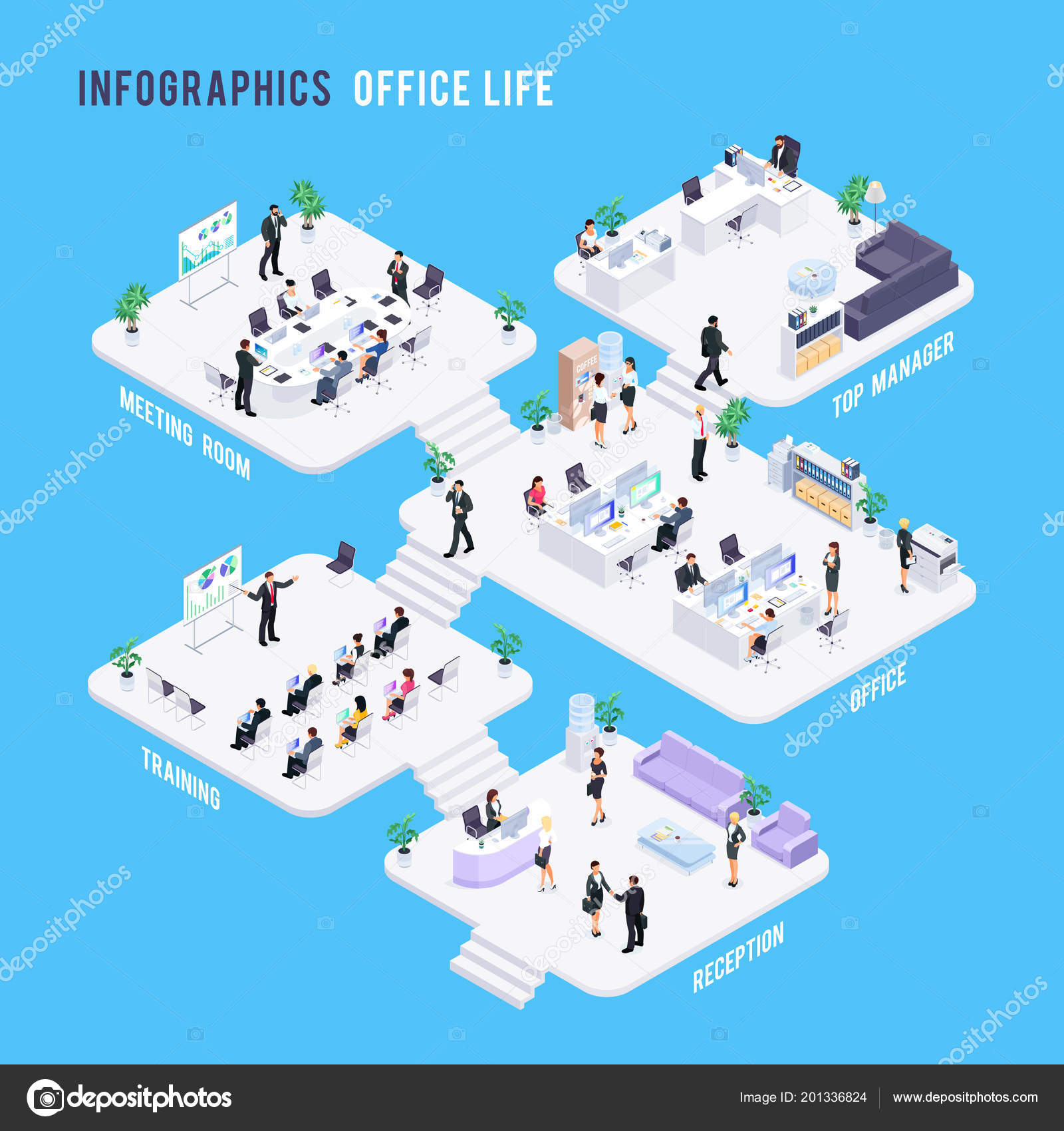 Isometric office concept. Stock Vector Image by ©aklionka #201336824