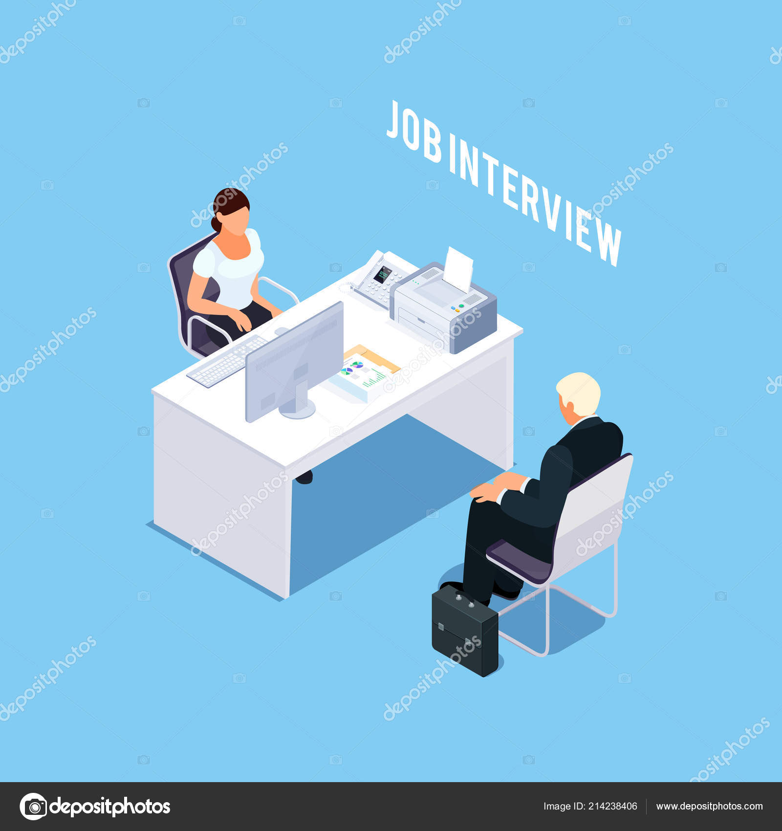 Concepto Isométrico Del Trabajo Manager Contratando Gente Lugar Trabajo ...