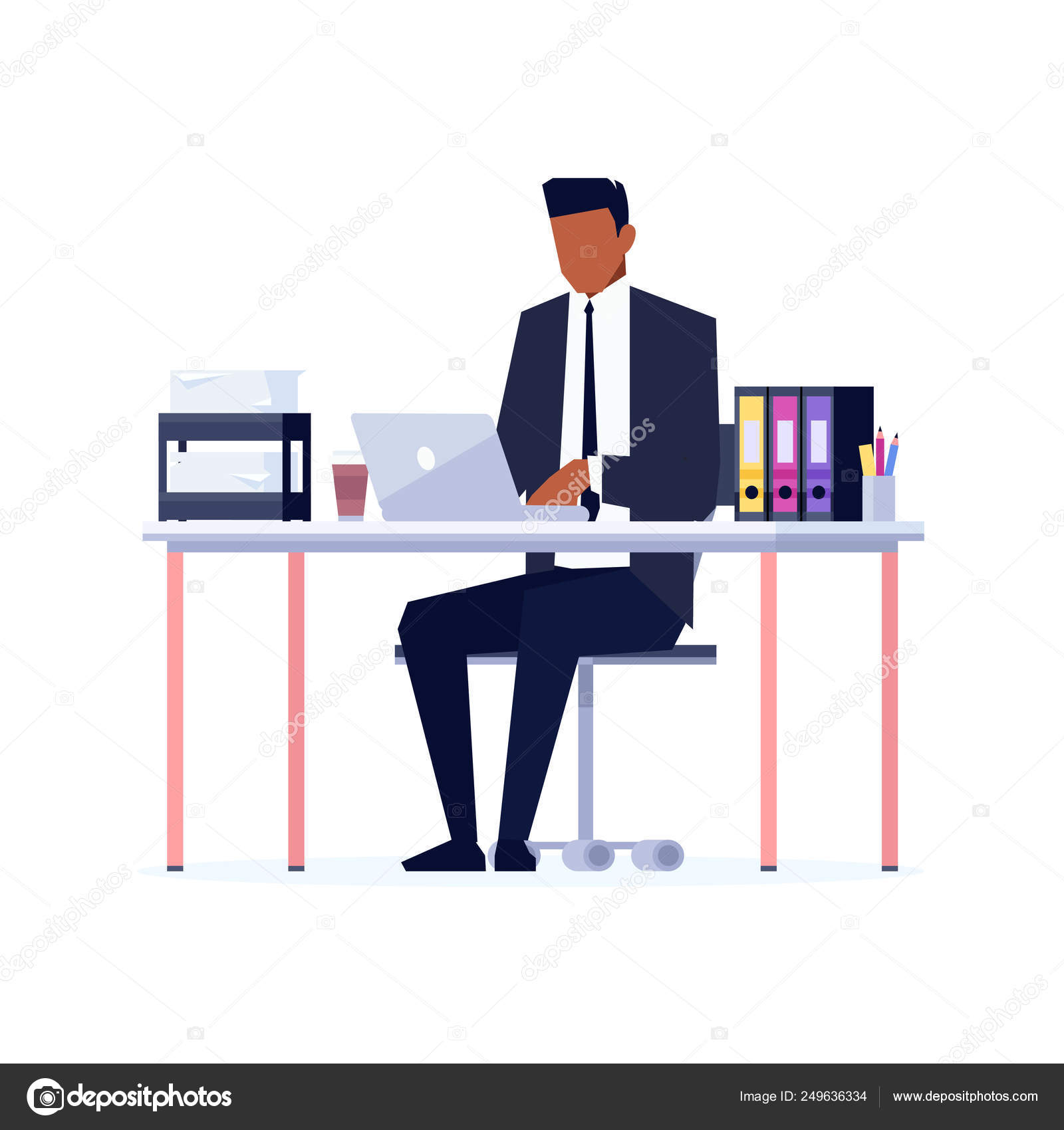 African American businessman using laptop Stock Vector Image by ...
