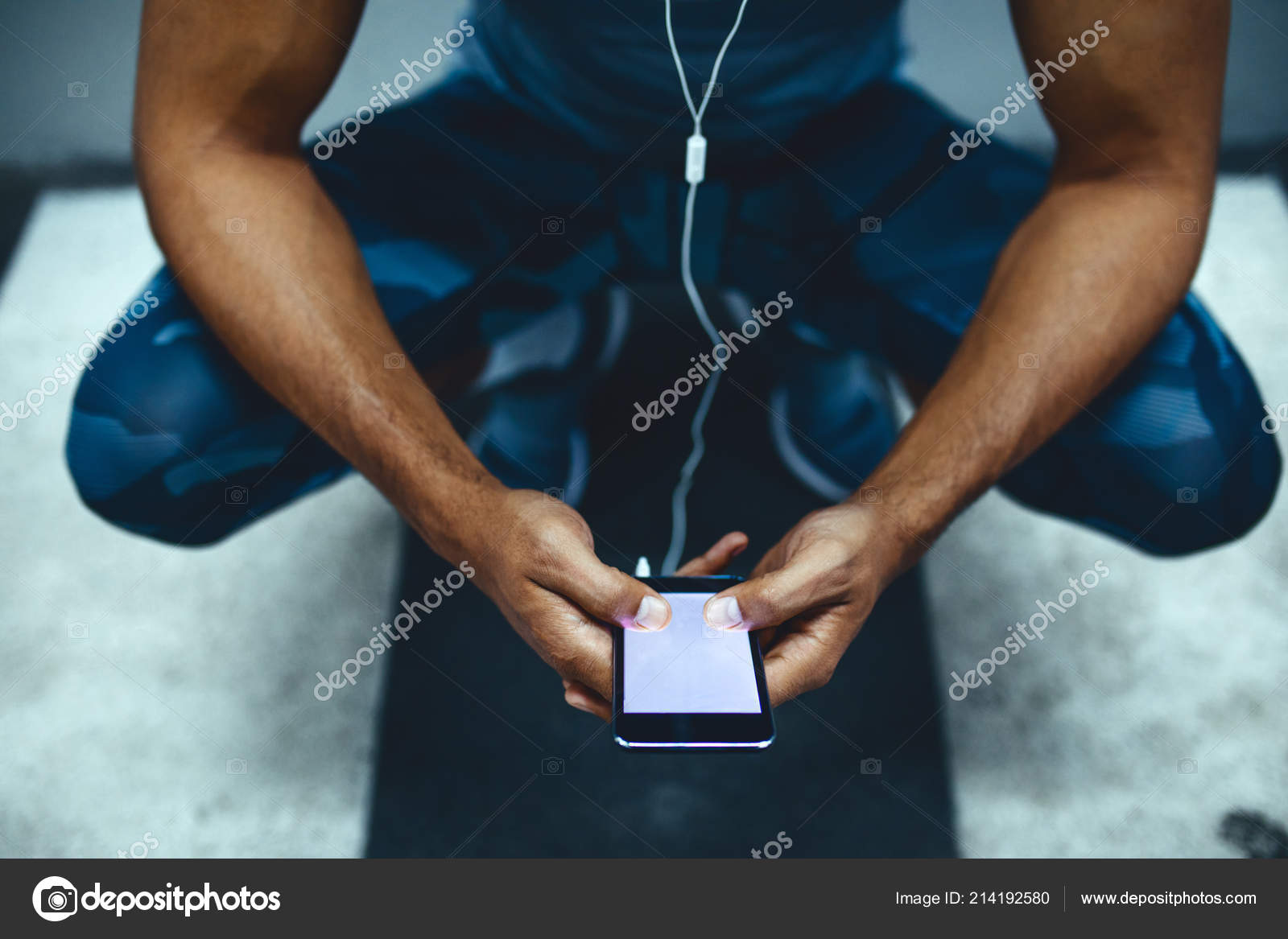 High Angle Shot Man Checking His Mobile Phone Stock Photo by ...
