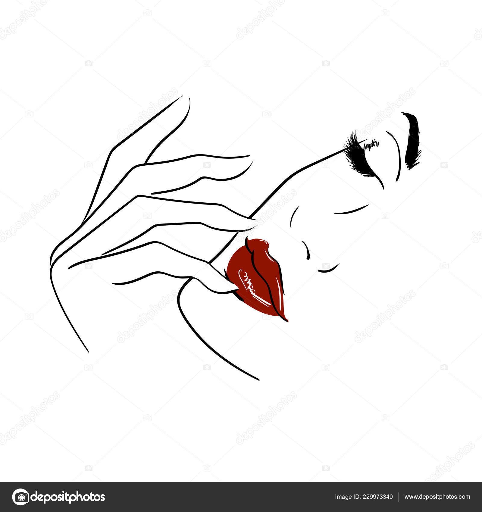 Outline face with red lips and closed eyes Stock Vector by ©aliona3333 ...