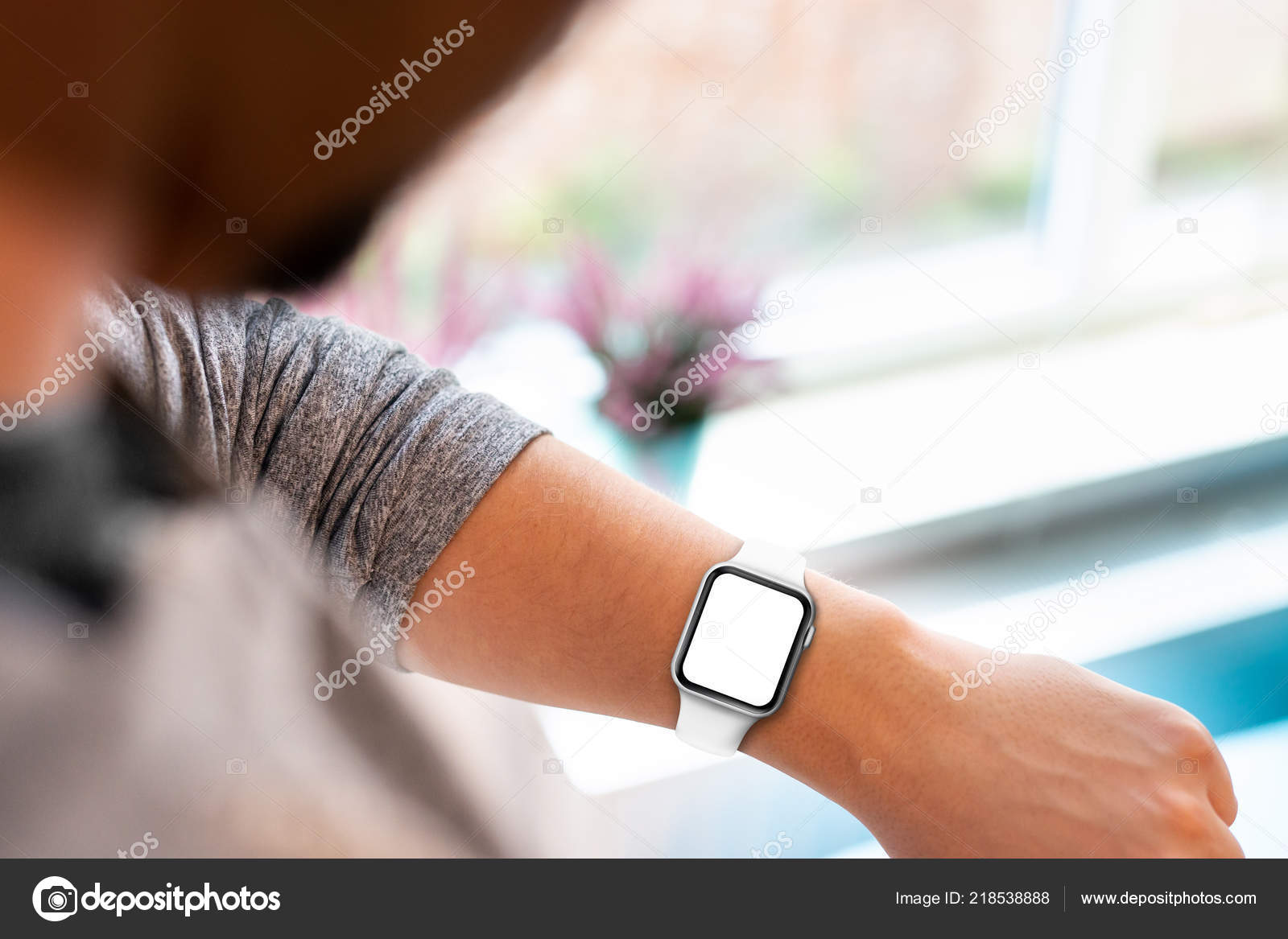 Man Wearing Smartwatch Blank Screen Displayed Stock Photo by ©guteksk7 ...