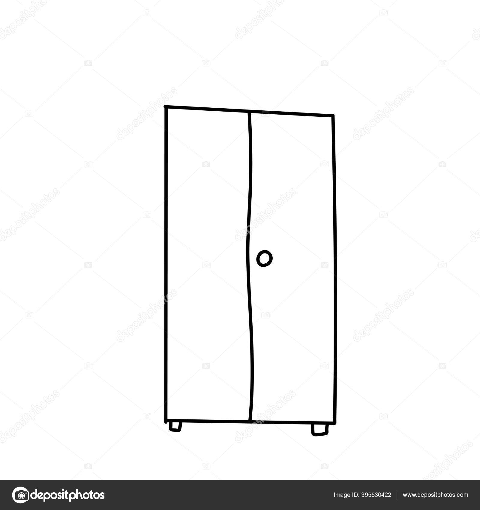 Drawing Bedside Table Large Small Drawer Doodle Style Wardrobe Linear ...