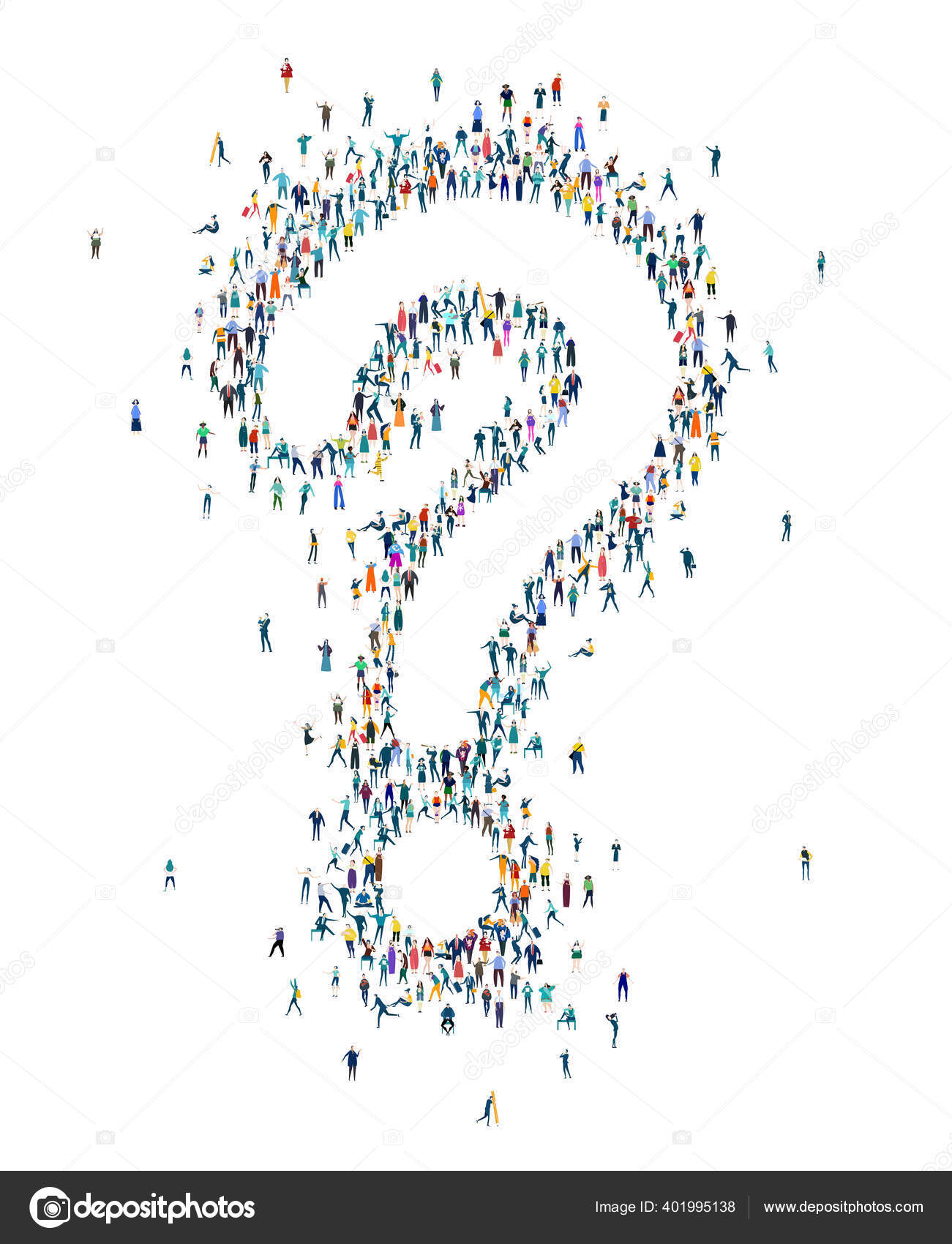 Question Mark Made Many Little People Large Group Business People ...