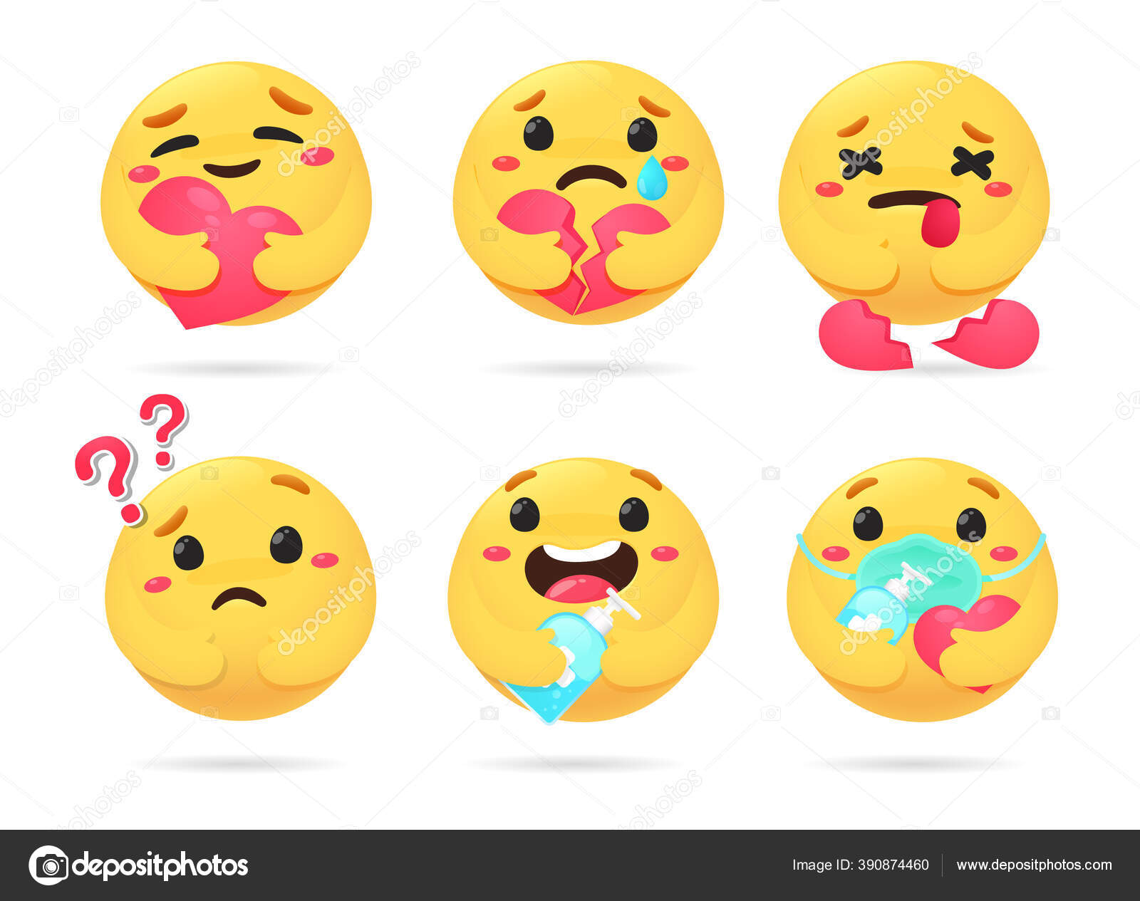 Emoji Sends Concern Theovid Virus Situation Hugging Red Heart Stock ...