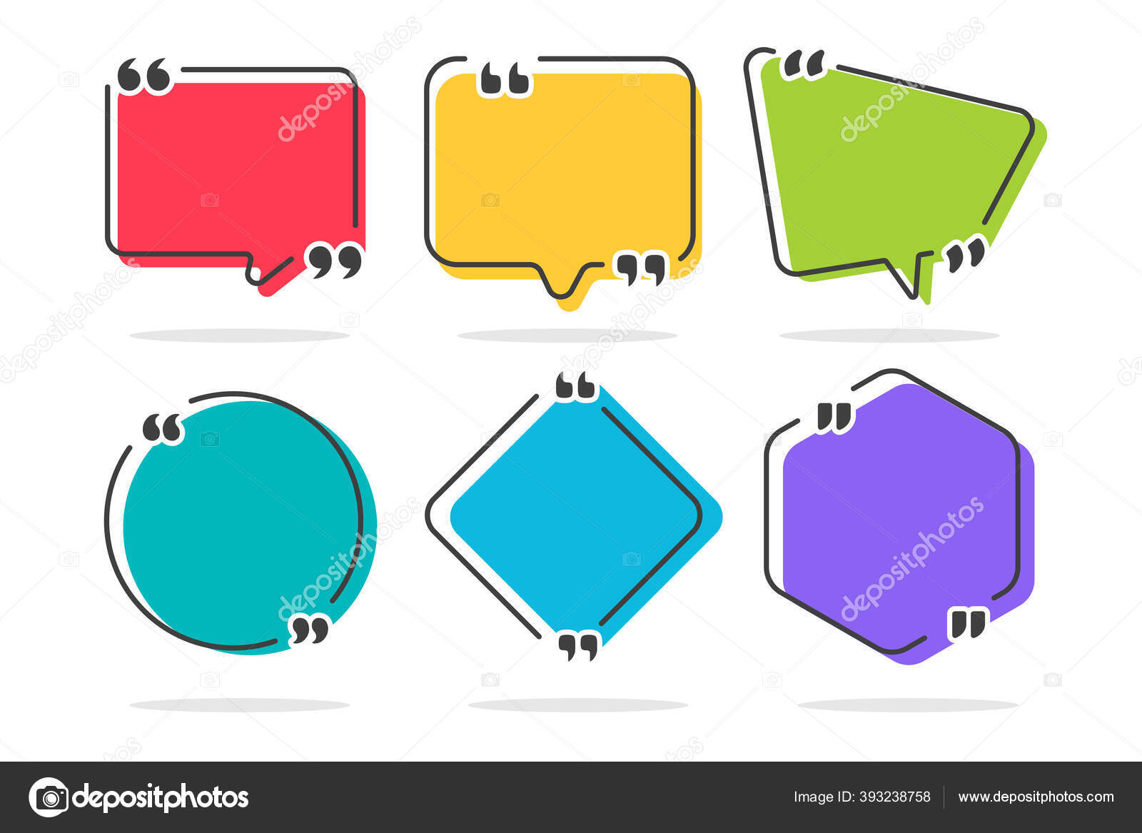 Quote Box Frame Quote Box Speech Bubble Templates Set Isolate Stock ...