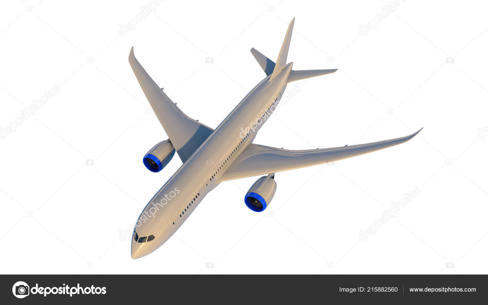 Commercial jet plane. 3D render. Top view side view Stock Photo by ...