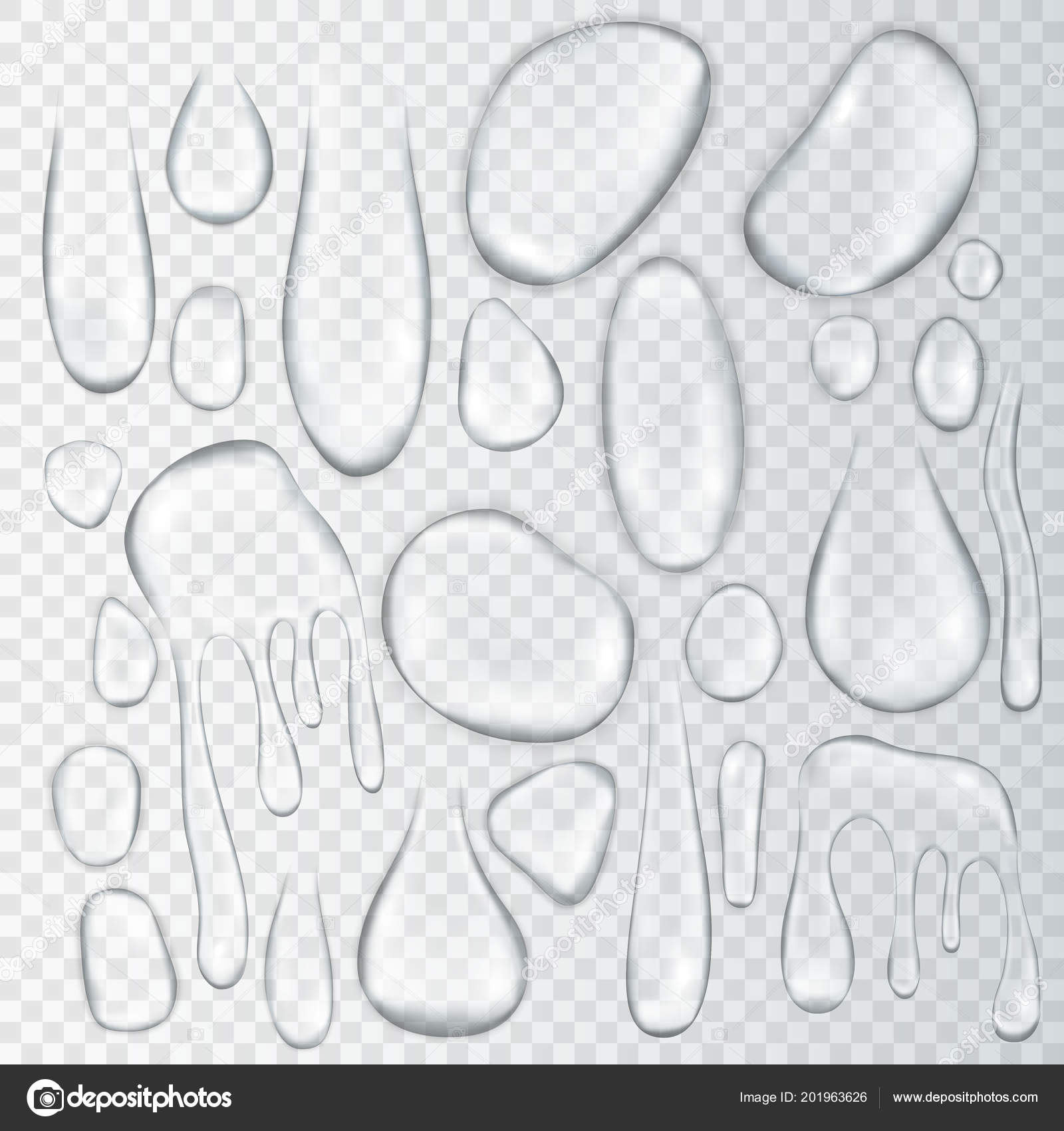 Realistic Drops Drips Water Transparent Background Vector Illustration ...
