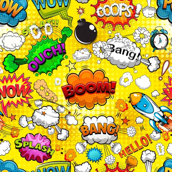 Seamless pattern comic speech bubbles vector illustration — Stock ...
