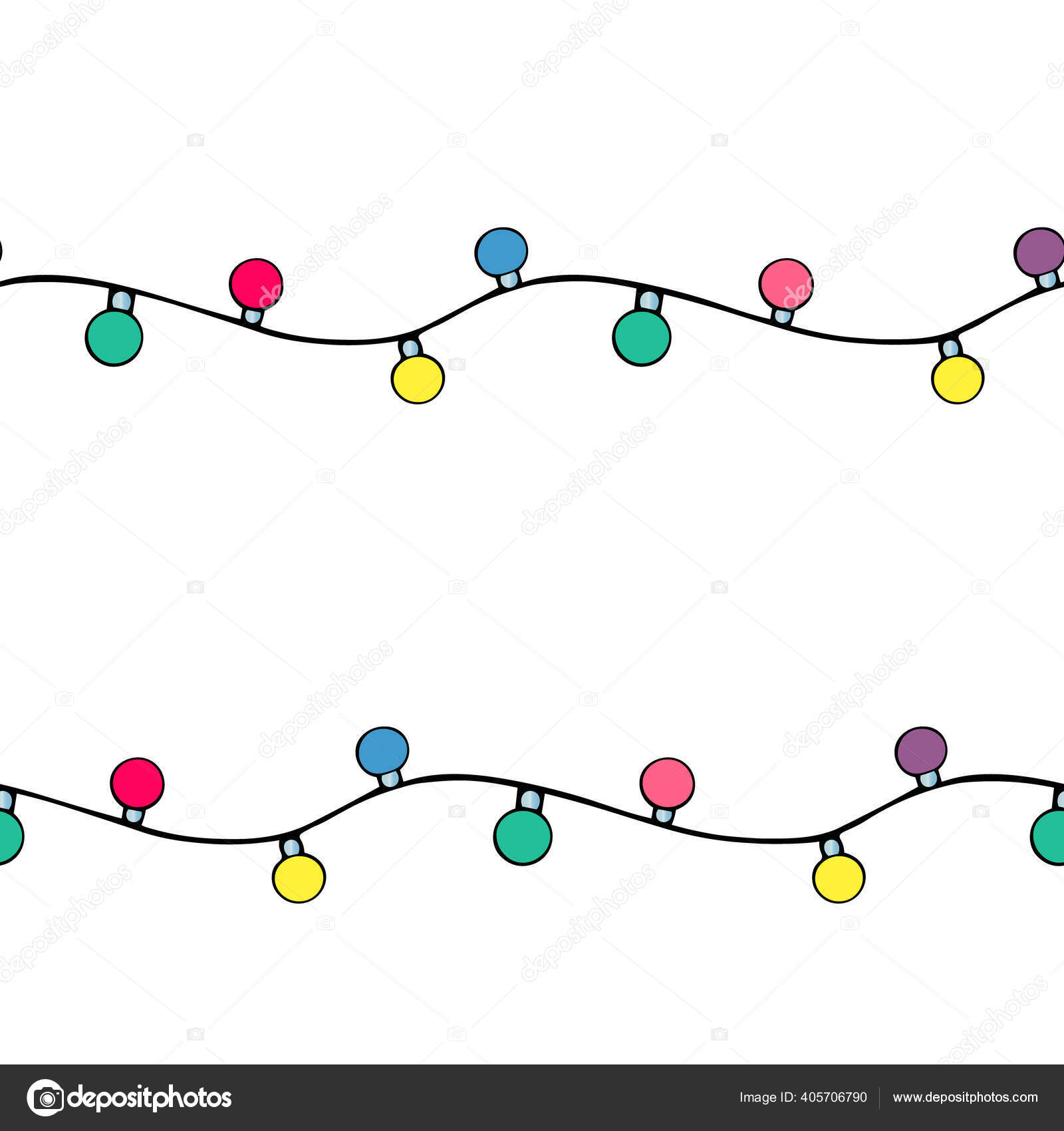 Christmas Lights Cartoon Border