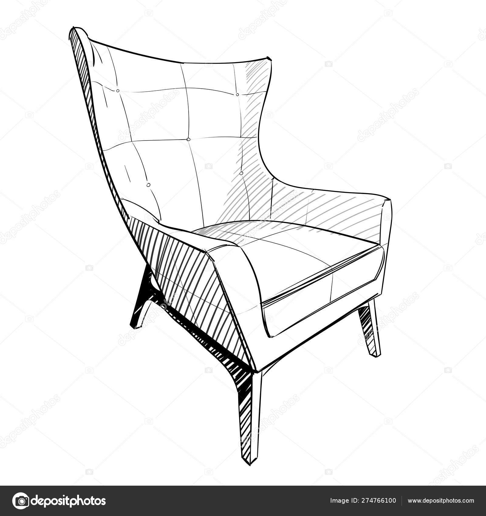 Modern interior. Hand drawing chair. — Stock Vector © AVD_88 #274766100